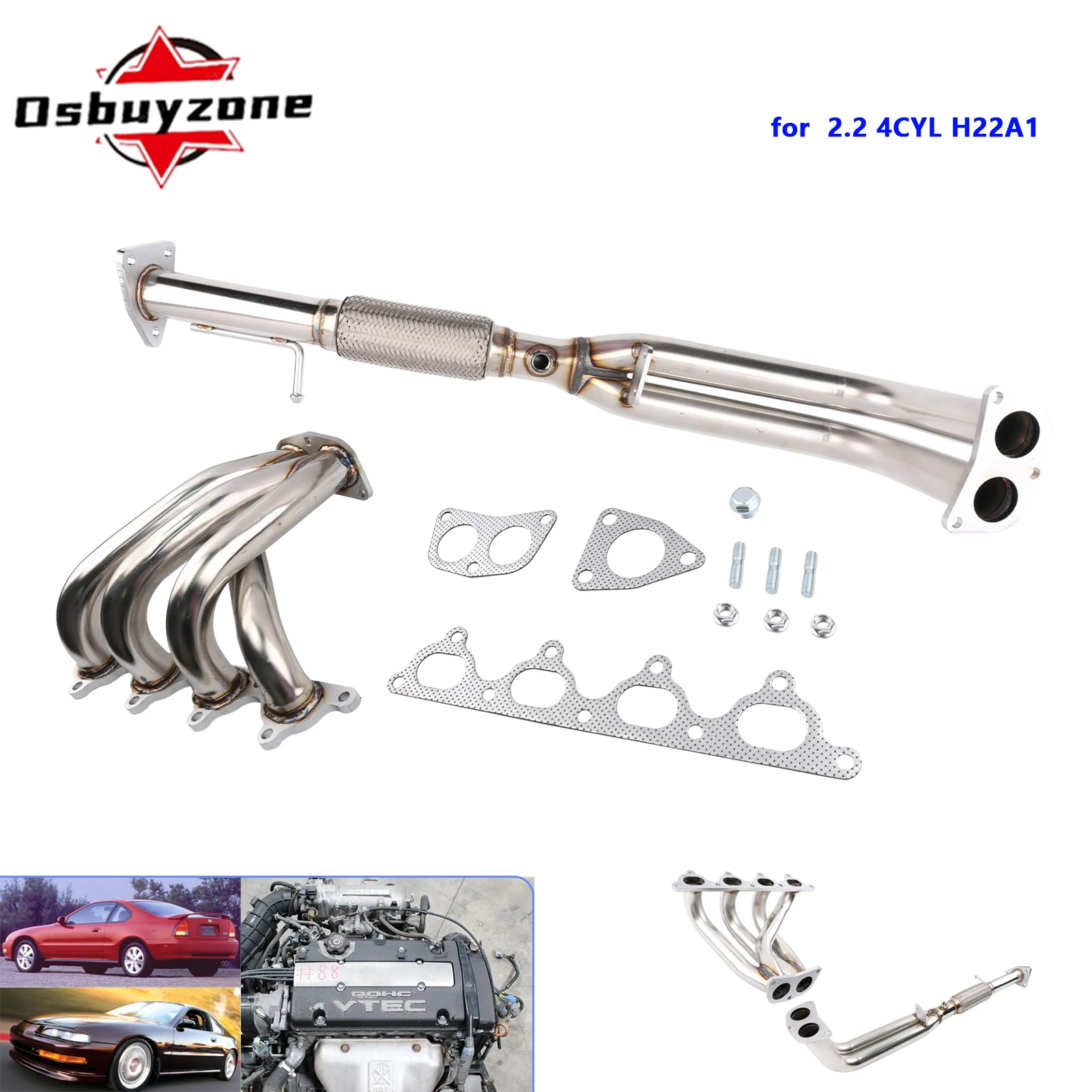 stainless steel H22 Exhaust Manifold Header for Honda 92-96 PRELUDE ...