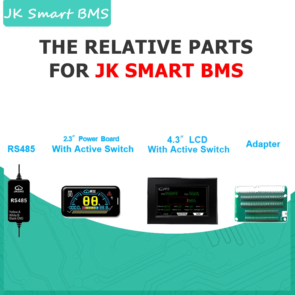 Módulo BMS Inteligente JK e Adaptador Display LCD, RS485 PODE, Jikong
