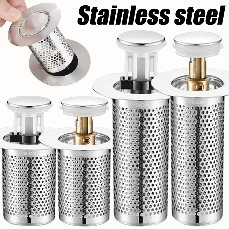 Stainless-Steel-Floor-Drain-Filter-Pop-Up-Bounce-Core-Stopper-Sink ...