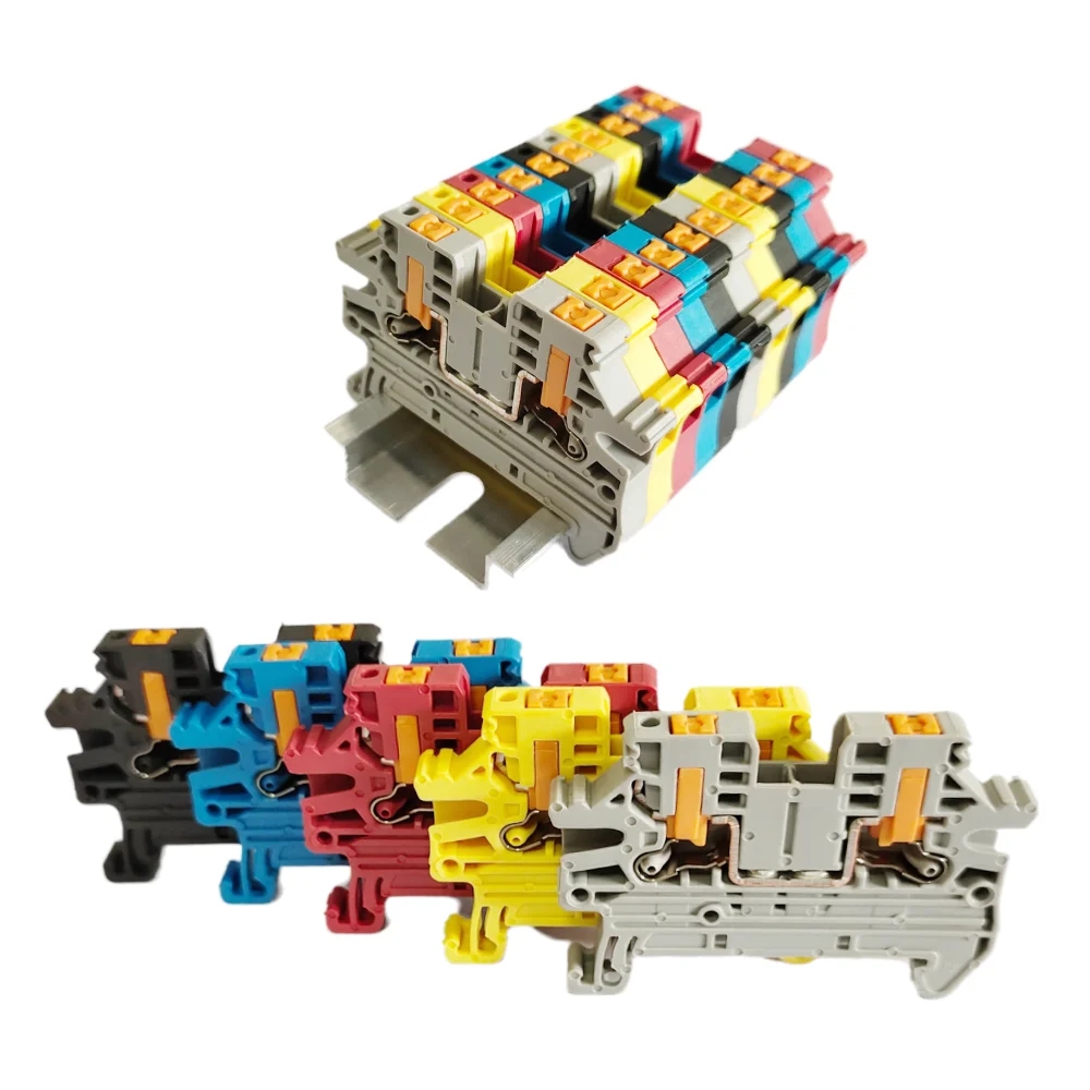 10Pcs PTV2.5 DIN Rail Terminal Block Side-Entry Push-in Connection 2 ...