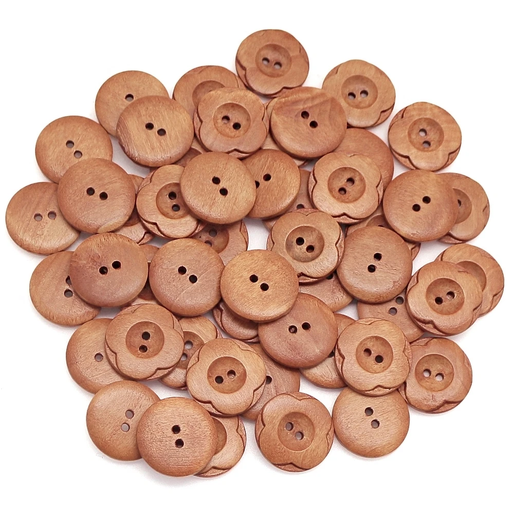 25-50-PCS-25mm-Wood-Color-Plum-Blossom-Wood-Buttons-For-Sewing-Clothes ...