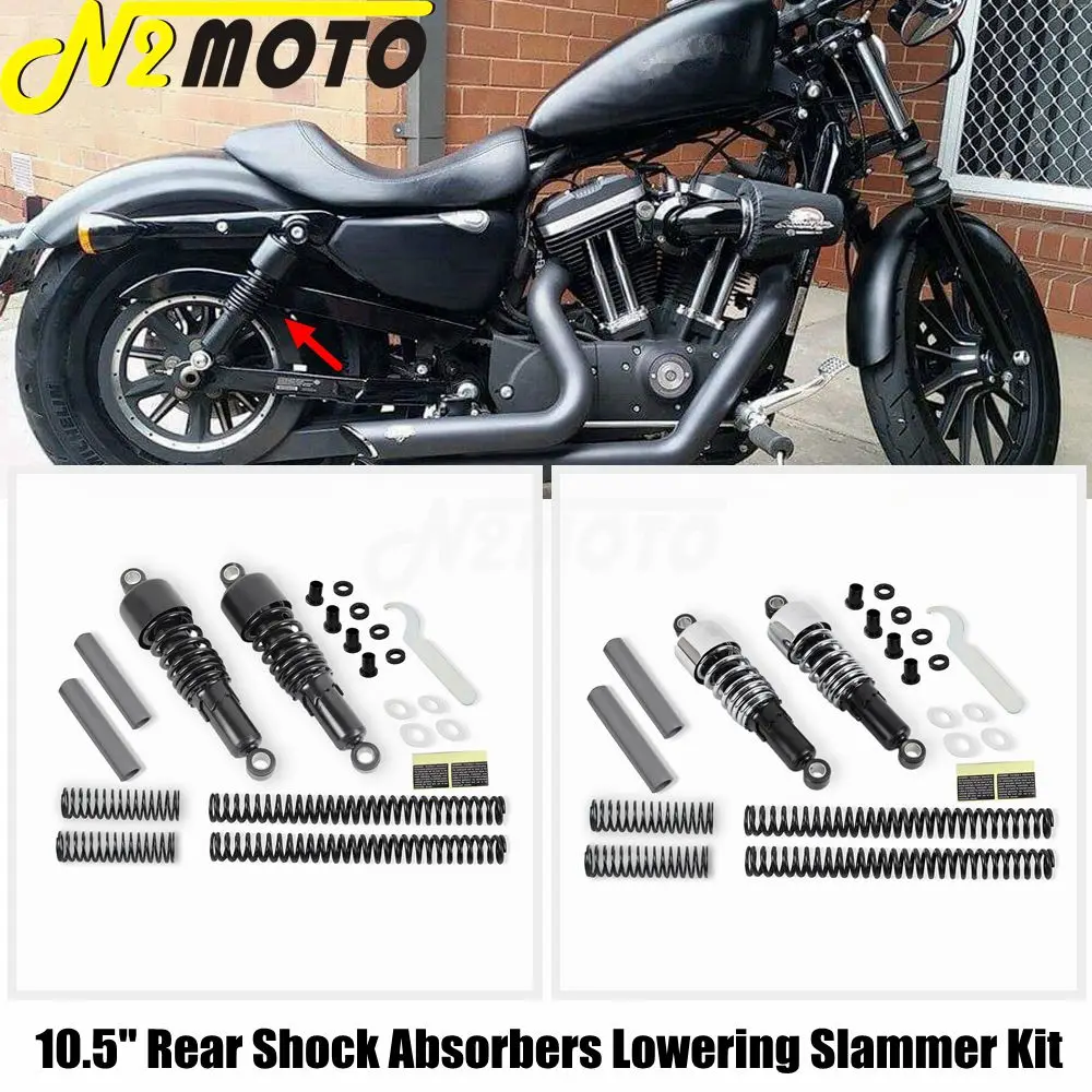Black Absorber Motorcycle Rear Shocks Progressive Suspension For Harley ...