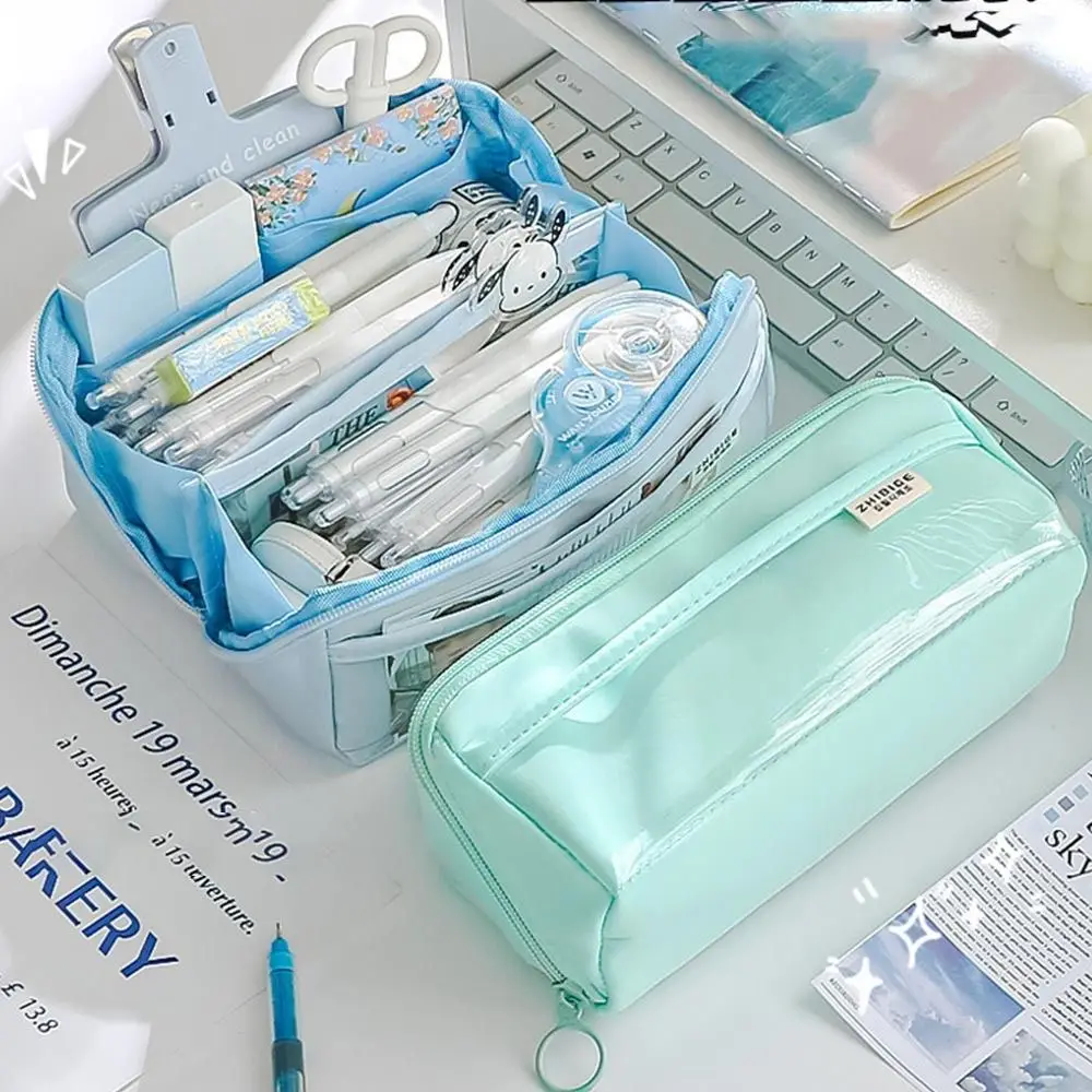 10-Layer-Large-Capacity-Pen-Bag-Waterproof-Solid-Color-Pencil-Case-High ...