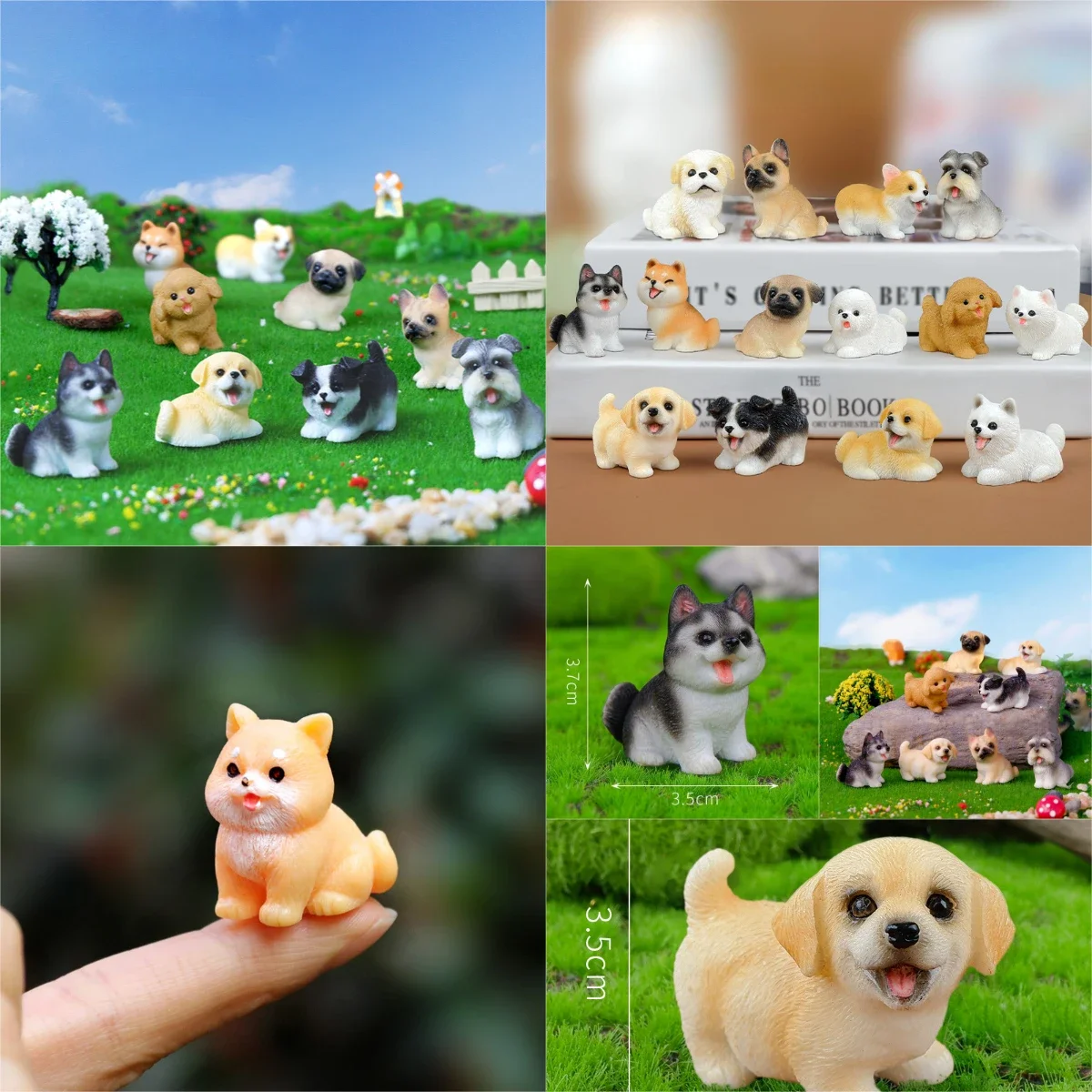 Dollhouse Mini Cute Dog Puppy Animal Decoration Resin Craft Miniature ...