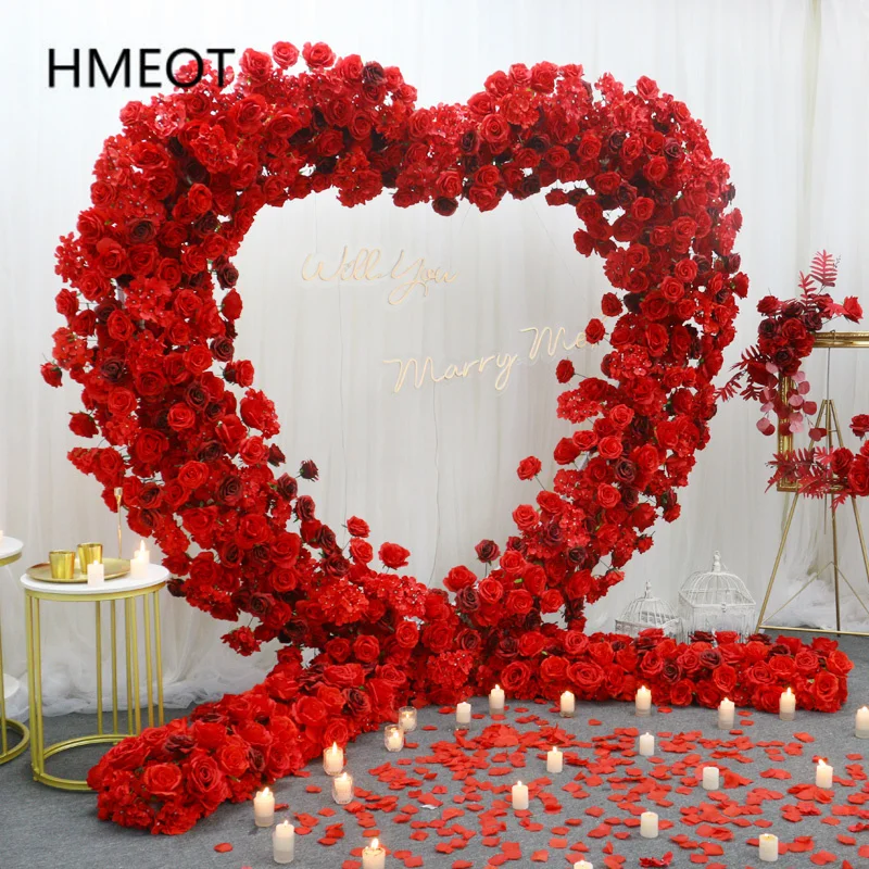 Heart-Shaped-Frame-Luxury-5D-Red-Floral-Arrangement-Wedding-Backdrop ...