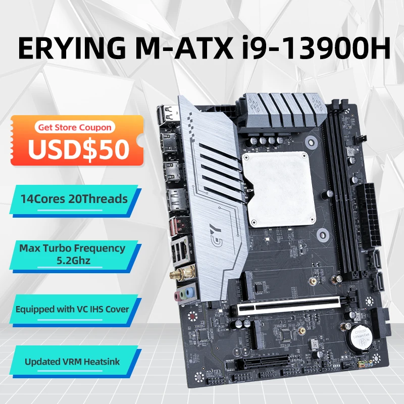 ERYING DIY Motherboard with Onboard Core CPU Interpose Kit i9 13900H i9 ...