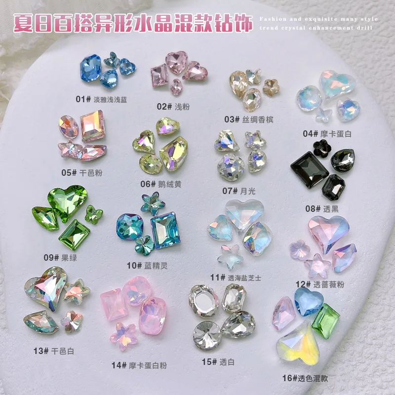 30PCS Glitter Mix Shapes Ice Translucent Colorful Crystal Sharp ...