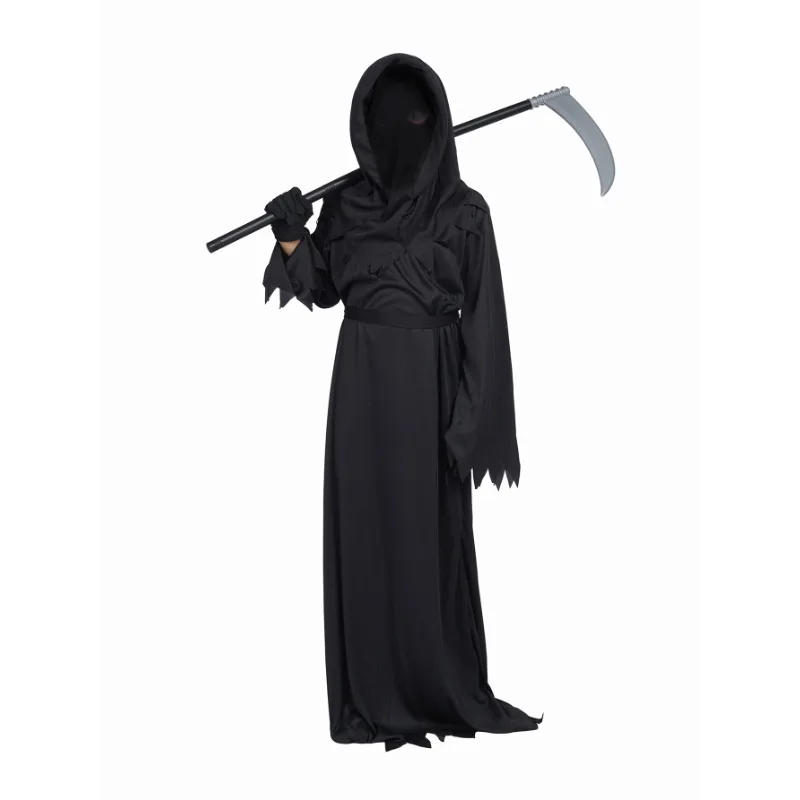 Halloween-Grim-Reaper-Horror-Costume-Black-Hooded-Spooky-Ghost-Robe ...