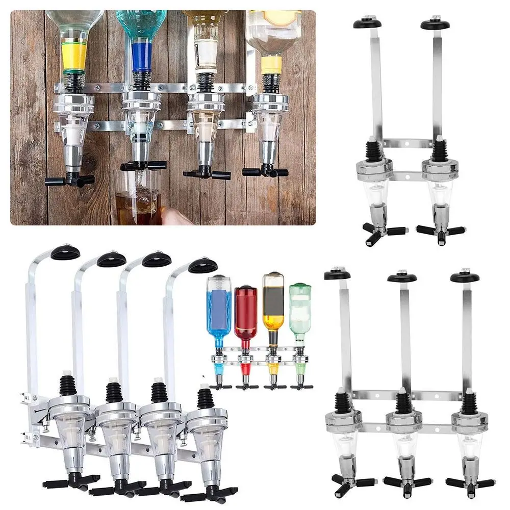2/3/4 Bottle Bar Tools Wall Mounted 4 Station Liquor Wine Dispenser ...