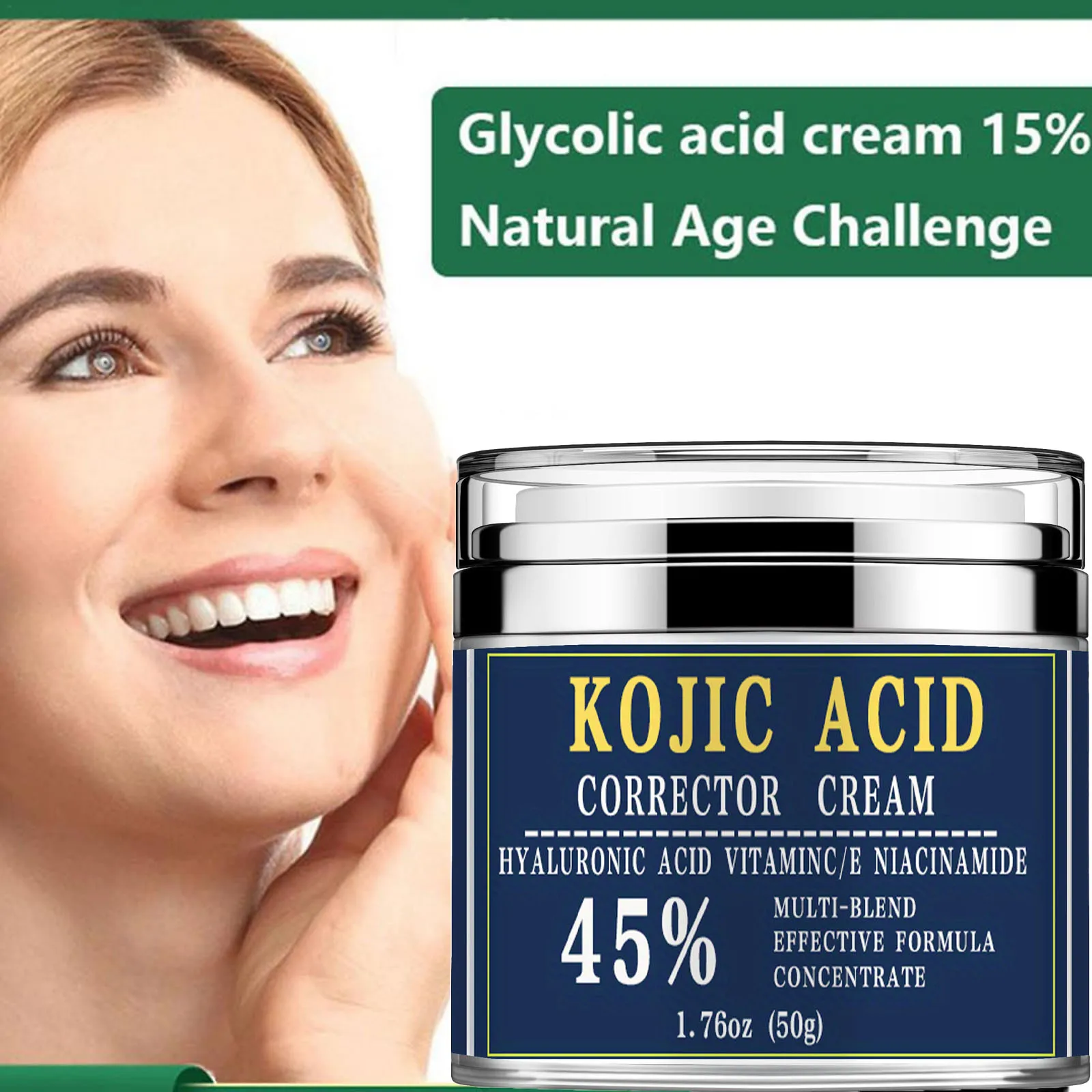 Crema facial con ácido hialurónico, vitamina E, nicotinamida 45%, corrige el color de la piel ...
