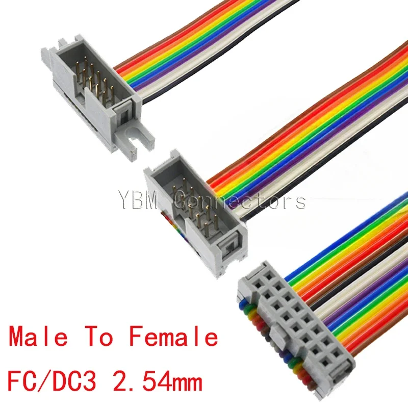 FC/DC3-10P/16P/20/26/30/34/40 Pin 2.54MM pitch Flat Ribbon Male To ...