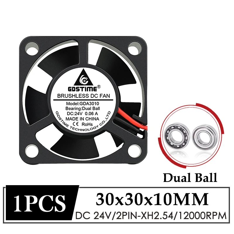 Gdstime Dc 24v Fan Dual Ball Bearing 30x30x10mm Car Lamp Cooling Fan ...