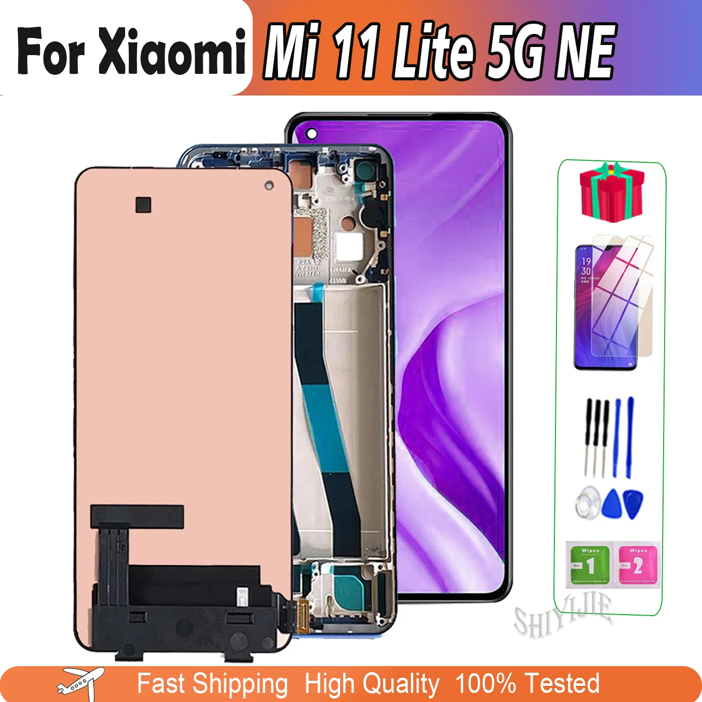 Montagem do digitador da tela sensível ao toque, Xiaomi Mi 11 Lite 5G NE, 2109119DG, 2107119DC ...