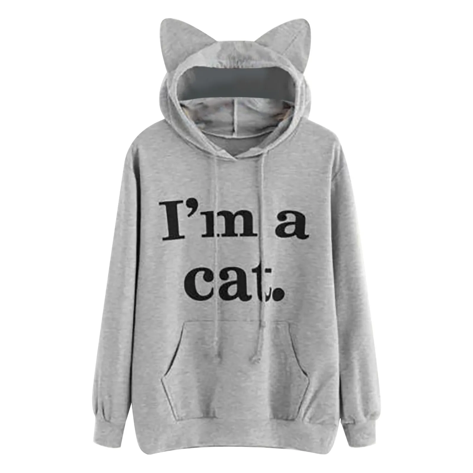 I-AM-A-CAT-Printed-Cat-Ear-Hoodies-Women-Hooded-Sweatshirt-Jumper-Hoody ...