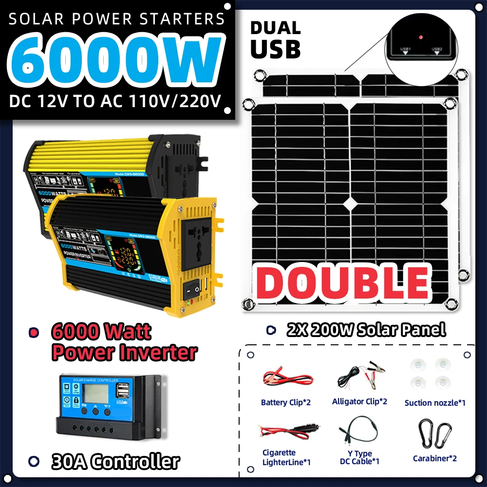6000w-220v-solar-plate-complete-kit-house-plug-200w-Solar-Panel-Kit ...