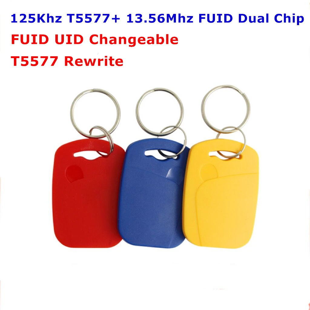 Dual Chip NFC RFID 13.56Mhz 1K UID CUID FUID and T5577 125KHz ID Key Tag Readable Writable ...