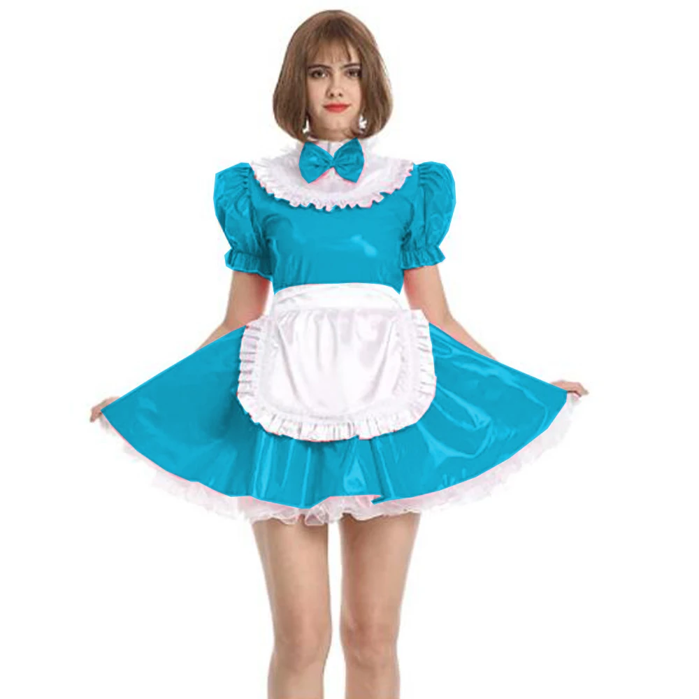Womens Maid Dress Maids Cosplay Pvc Leather French Maid Uniform Outfit ...