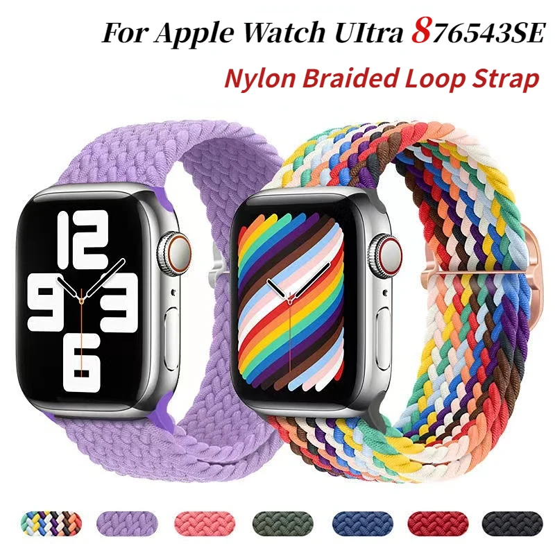 Nylon-Braided-Loop-Strap-For-Apple-Watch-Band-49mm-45mm-41mm-44mm-42mm ...