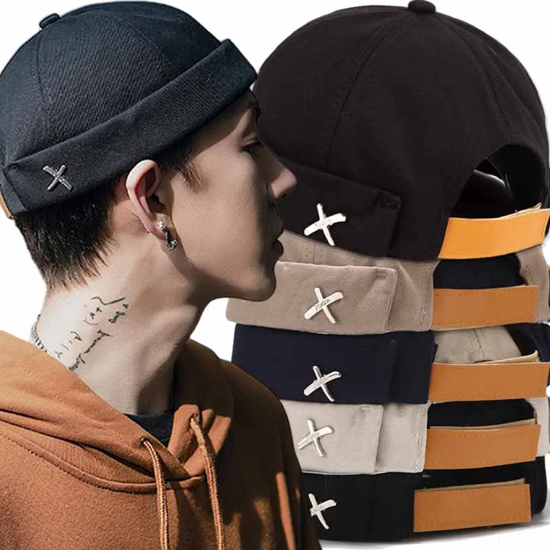 Vintage-Dome-Hat-Mens-Melon-Beanie-Cap-Solid-Color-Docker-Hat-Unisex ...