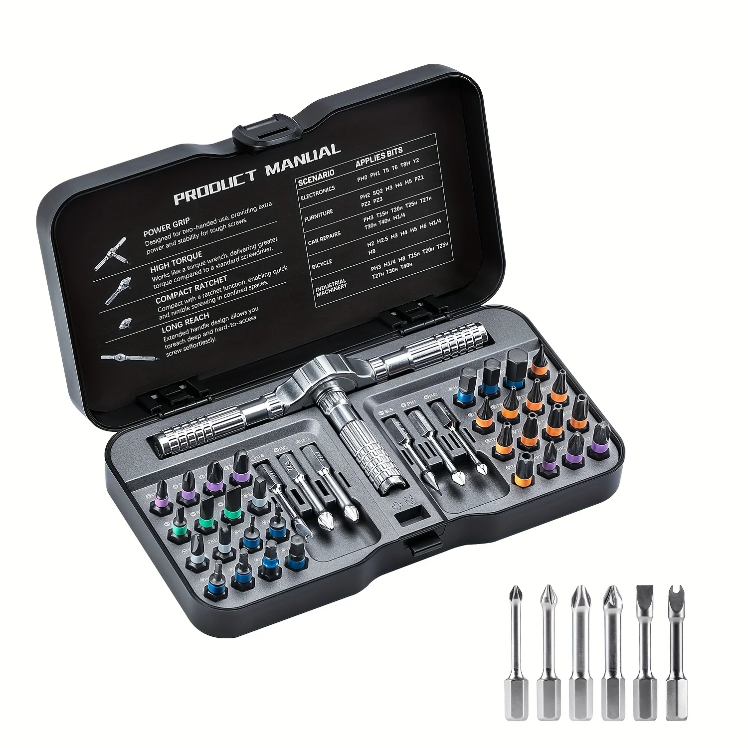40in 1 Magnetic Screwdriver Set with Detachable Ratchet Handle Portable ...