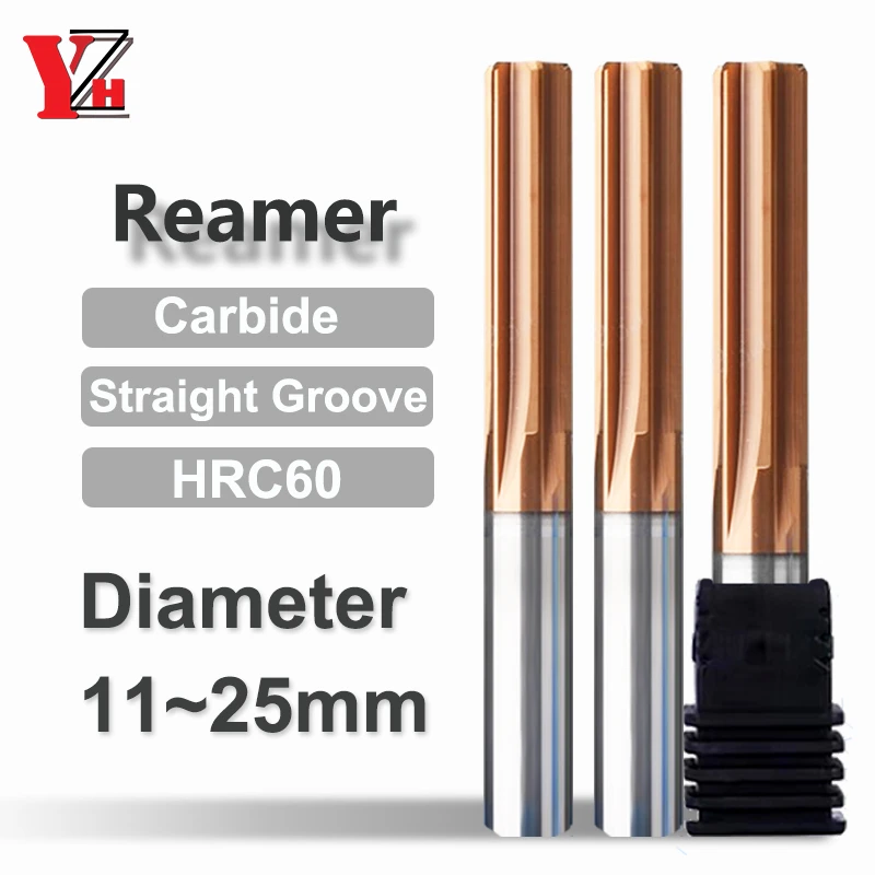 YZH Carbide Machine Reamer HRC60 11mm ~25mm Coated Straight Groove 4F ...