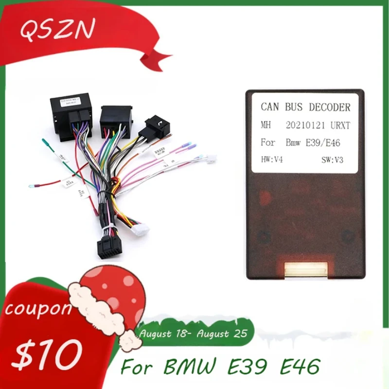 QSZN-DVD-16-PIN-Power-cable-Canbus-Box-Decoder-For-BMW-5-E39-X5-E53 ...