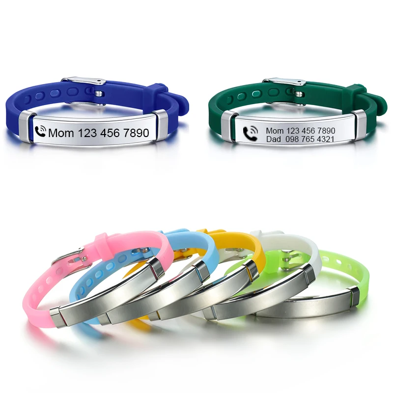 Personalized Baby Anti Lost Bracelet Custom Engrave Name ID Phone ...