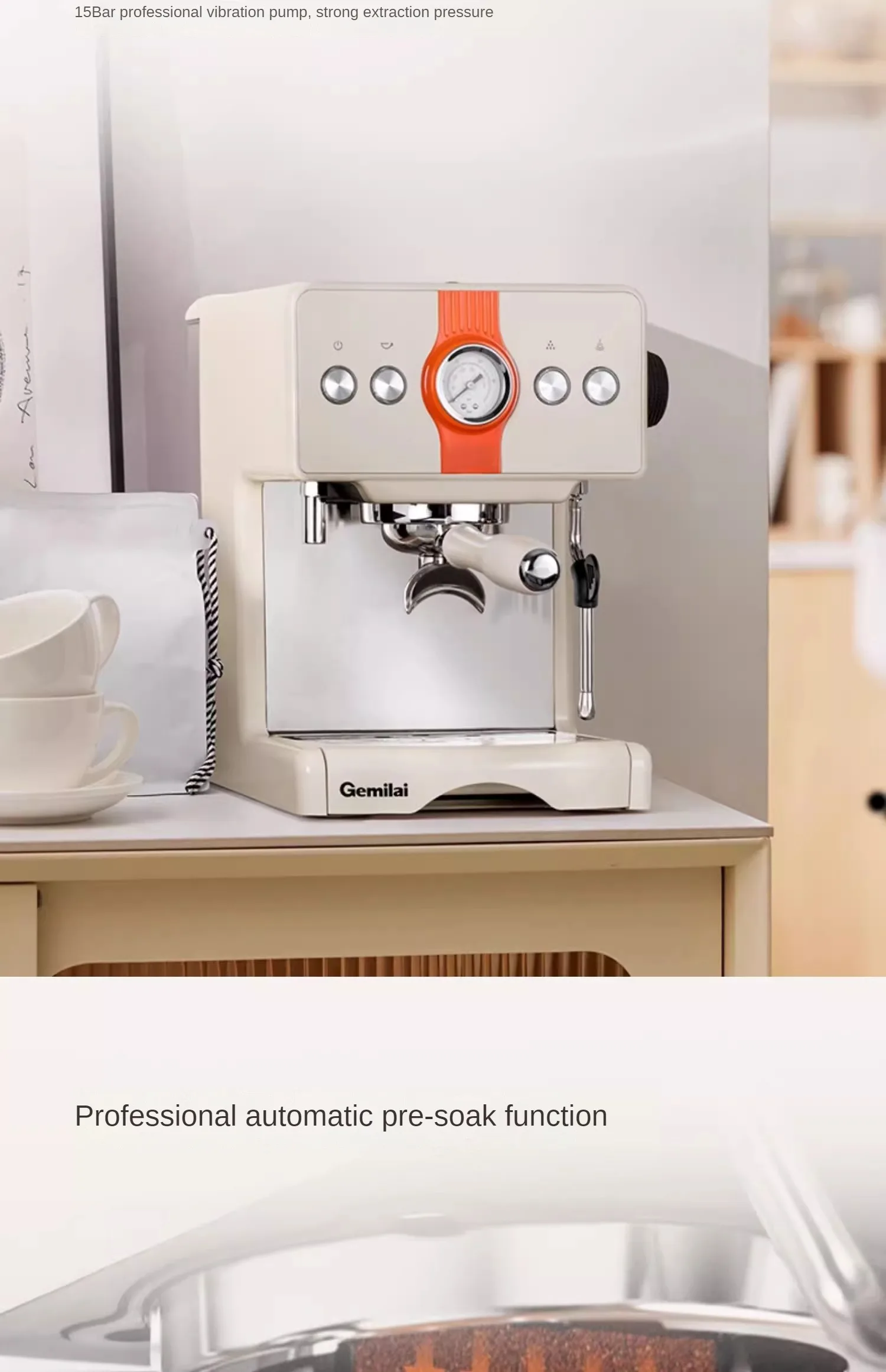 Gemilai CRM3609 Professional Italian Style Coffee Machine 15 BAR Pump ...