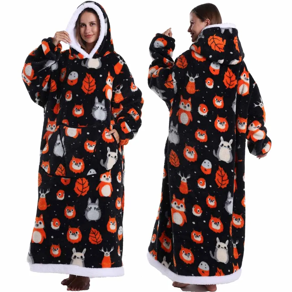 Long Oversized Blanket Hoodis Women Men Cold-proof Homwear Loose ...