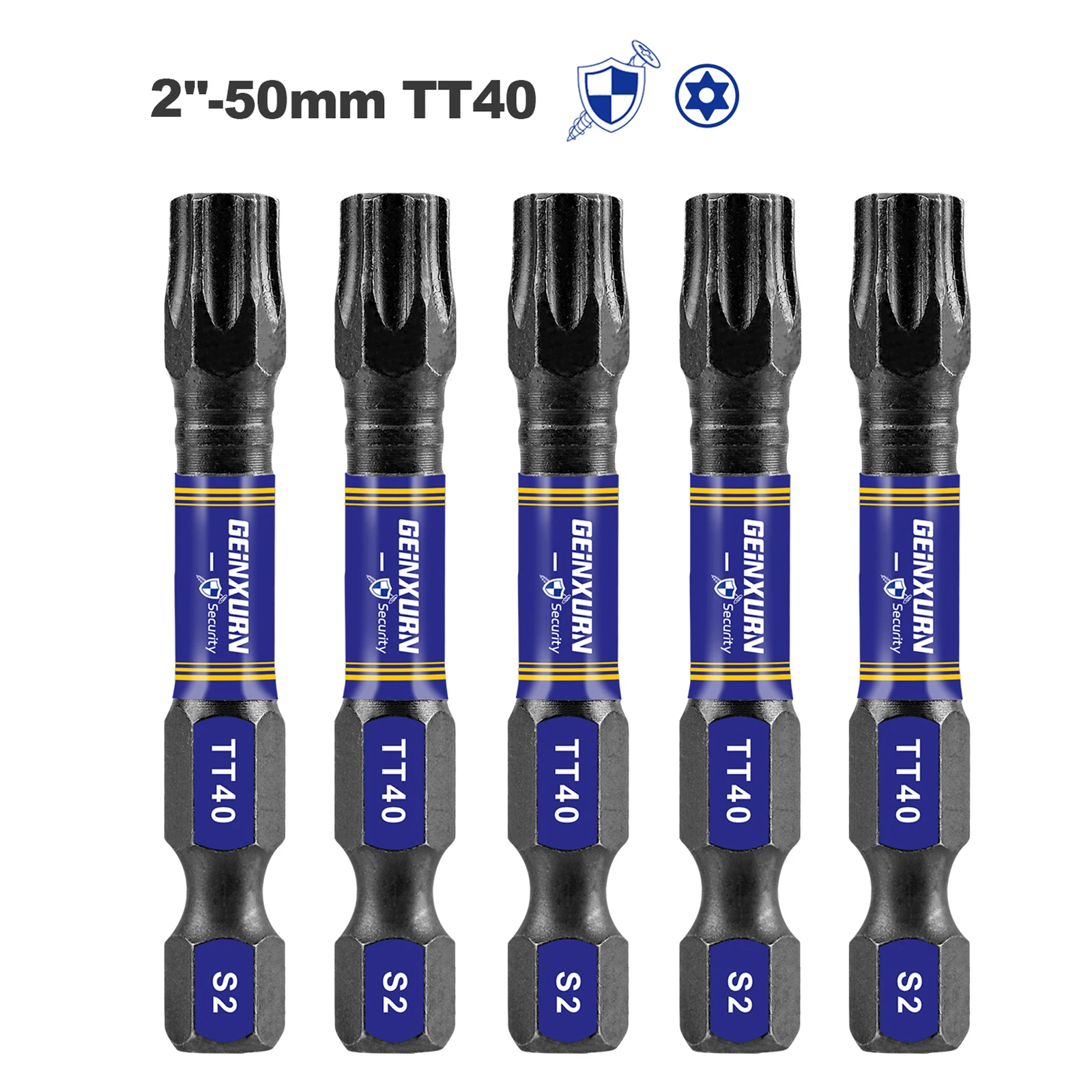 Geinxurn 2 In.Impact Tough Magnetic Power Bit Set,Security Torx Head ...