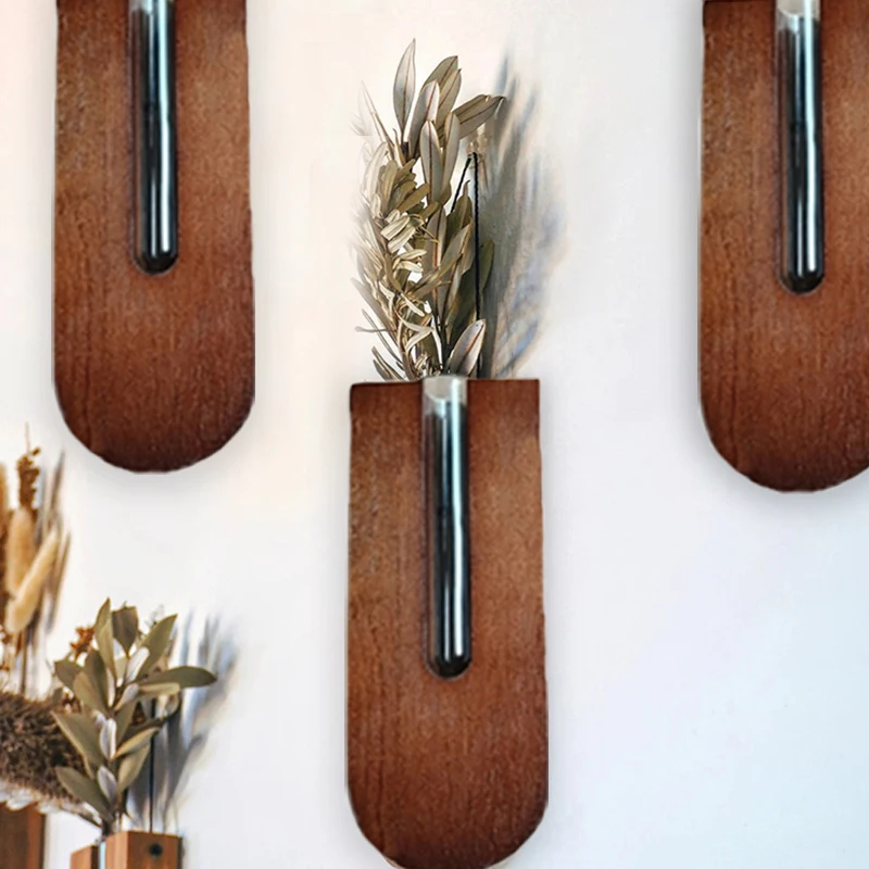 Creative-Wooden-Wall-Mounted-Vases-Plant-Flower-Arrangement-Hangers ...