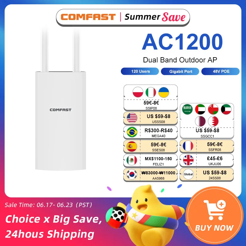 Comfast-AC1200-Outdoor-Access-Point-High-Power-2-4G-5GHz-Gigabit-Router ...
