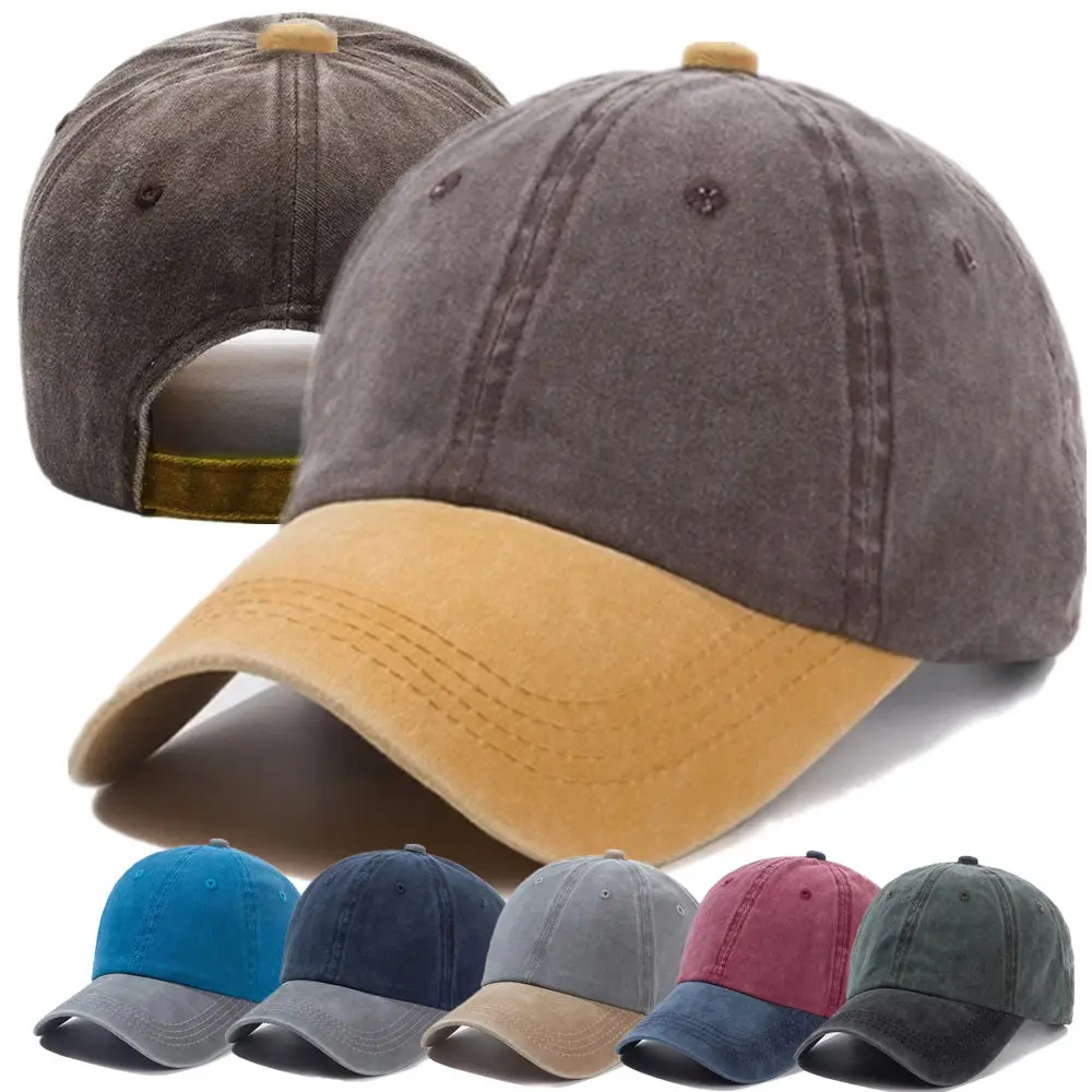 Hot-Sale-Unisex-Cap-Two-color-Stitching-Washed-Cotton-Baseball-Cap-Men ...