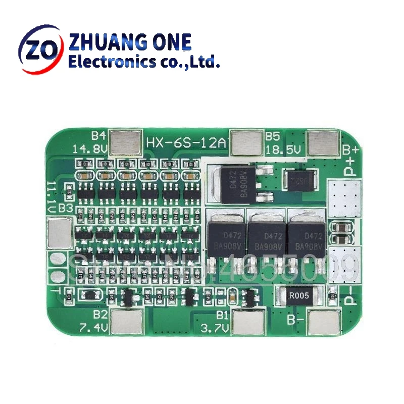 6S 12A 24V PCB BMS Protection Board For 6 Pack 18650 Li-ion Lithium ...