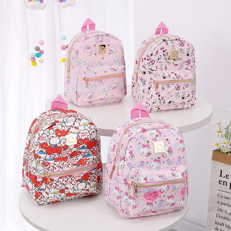 Fashion Sanrio Women Pink Backpacks PU Leather School Bag Kawaii ...