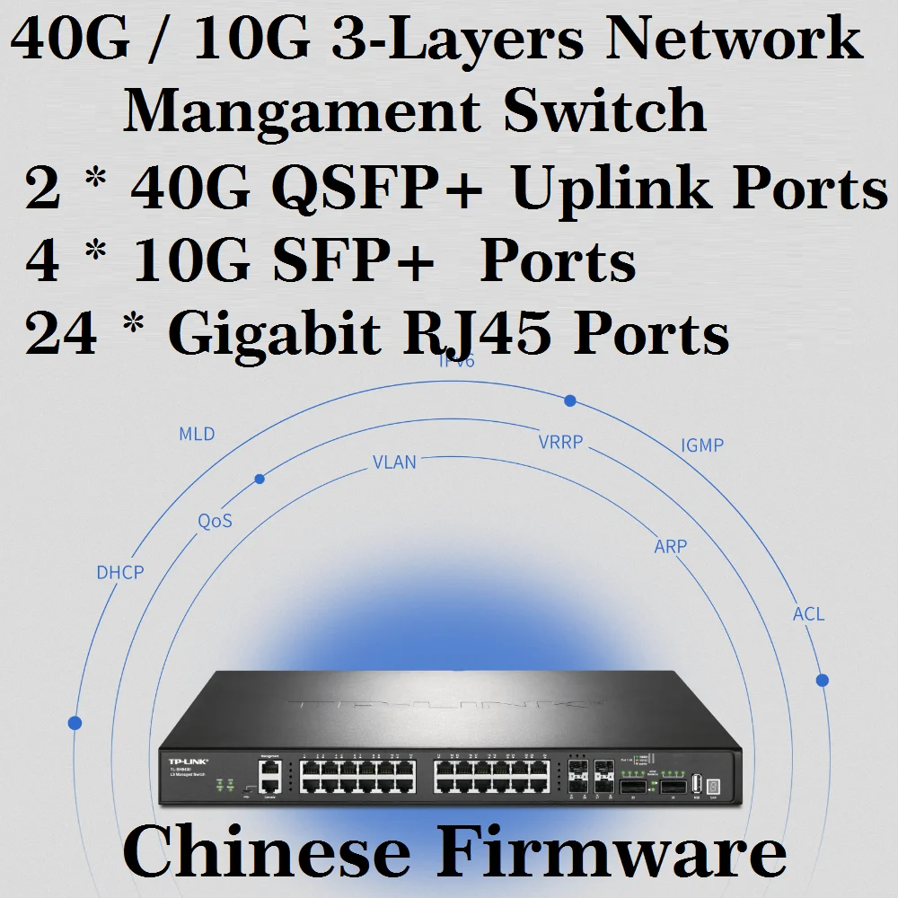2*40gbps qsfp +, 2*10gbps sfp +, 24 * gigabit rj45 portas ethernet 3 ...