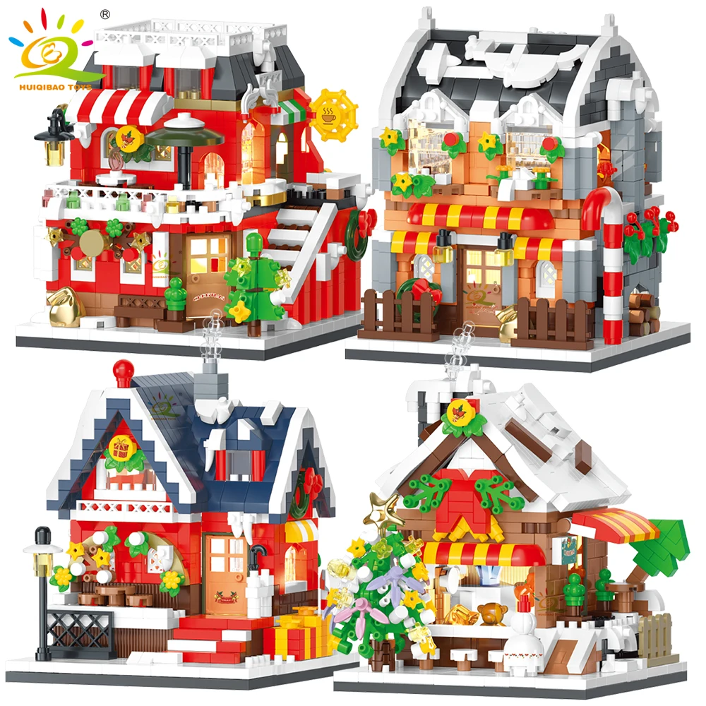 HUIQIBAO-Christmas-Santa-Claus-House-Building-Blocks-City-Snow-Xmas ...