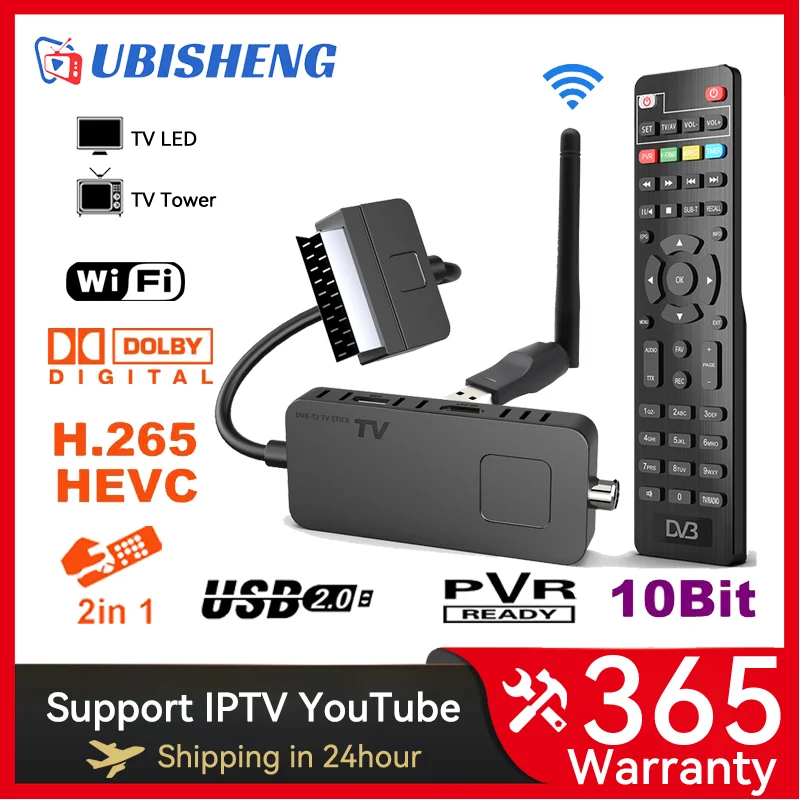 UBISHENG U8Mini DVB T2 디지털 지상 디코더, HDMI SCART 포트 지원, 돌비 오디오 HD TV 박스, 올드 TV 스마트 TV용, H.265 튜너 ...