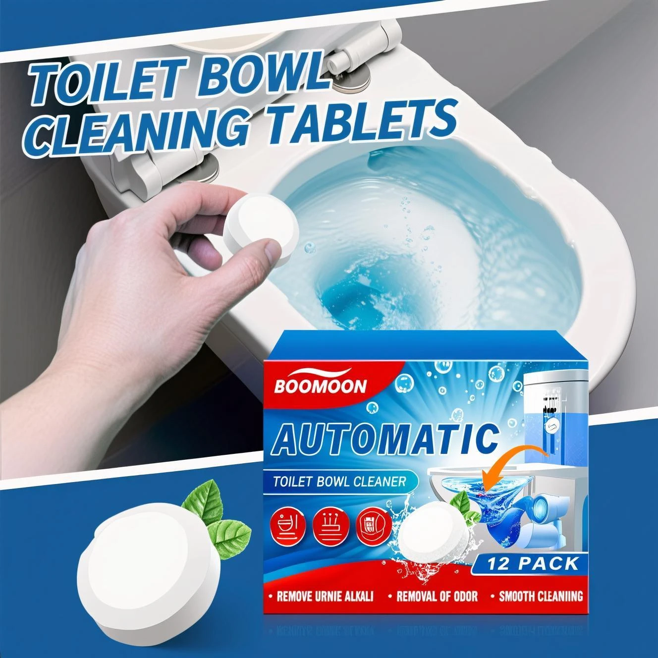 12-pcs Toilet Cleaning Tablets. Effervescent drops remove limescale ...