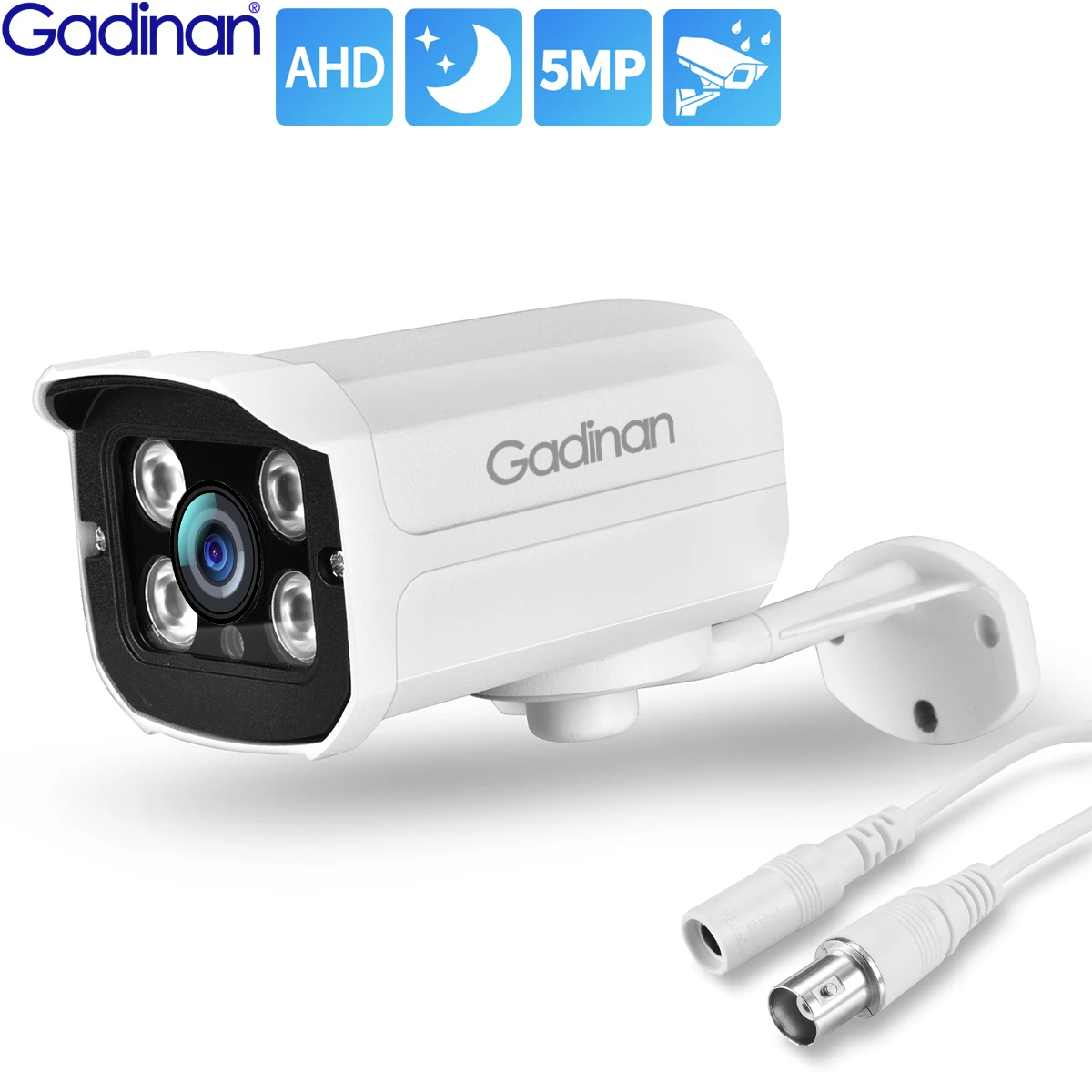 Gadinan AHD CCTV 카메라, 야외 HD 금속 4 배열 IR LED 야간 투시경, 방수 총알 보안 AHD 카메라 ...