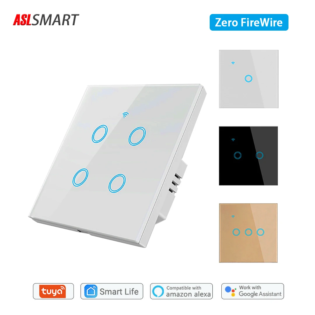 Smart WIFI& Bluetooth Dual Mode Touch Wall Switch Zero Fire 1 4 Gang ...