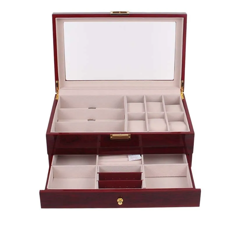 New Luxury Watch and Sunglasses Organizer Box Wooden Double Layer Watch ...
