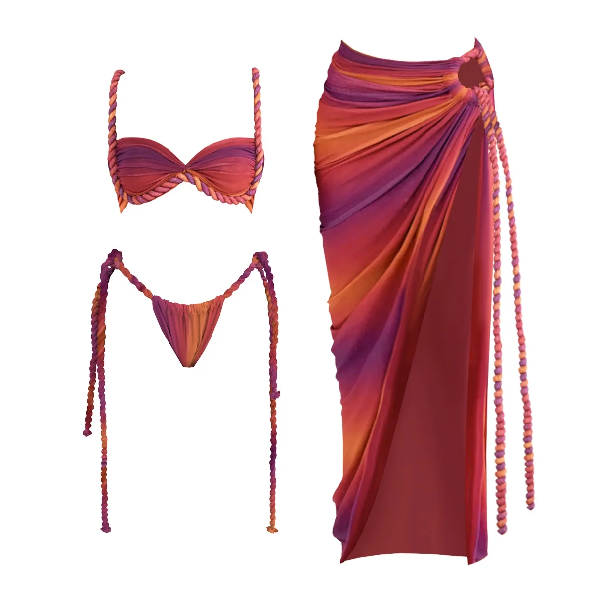 New Crochet Bikini With Cover Up Sexy Women Swimsuit Female Swimwear ...