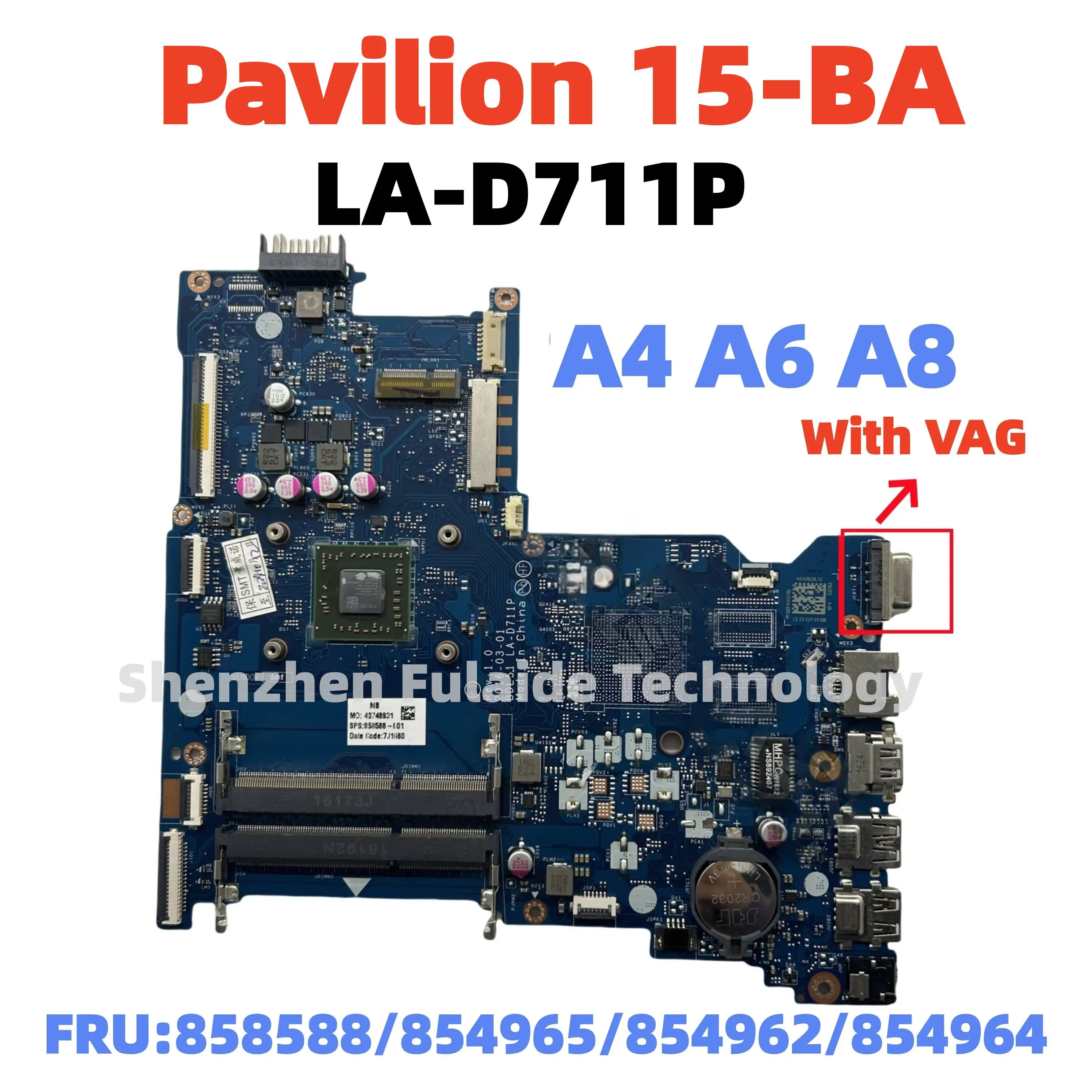 LA-D711P For HP 15-BA Laptop FRU:858588/854965/854962/854964 With A4 ...
