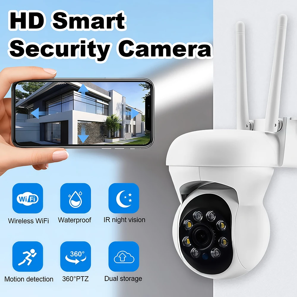 4MP 1080P IP Camera Outdoor WiFi Home Security Camera 360° Auto ...