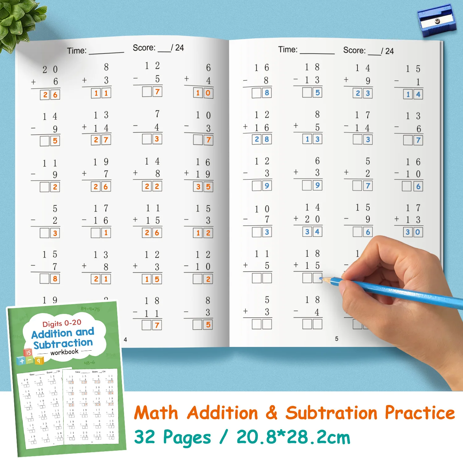 32 Pages Children's Math Enlightenment Workbook Addition and ...