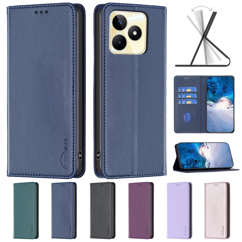 Realme C53 Case on For OPPO Realme C53 Case Luxury Flip Magnetic Phone ...