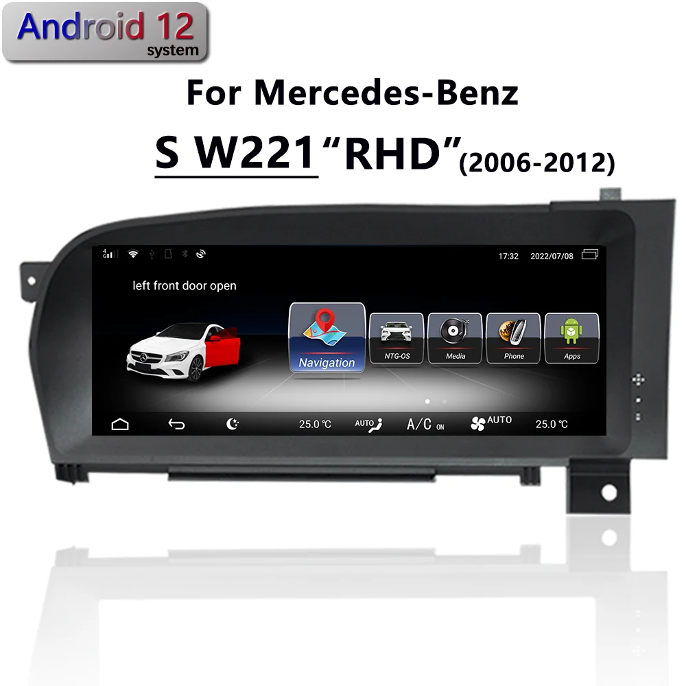 Android 12 For Mercedes-Benz Class S W221 CL W216 S350 S400 RHD Car Radio GPS Navigation CarPlay ...