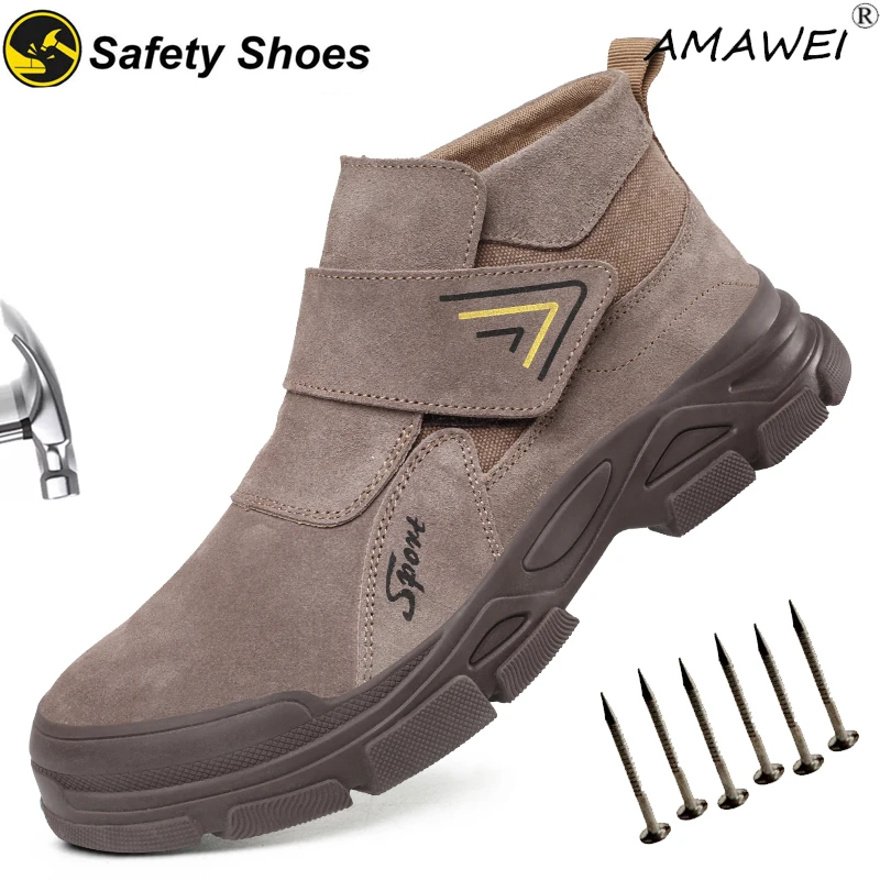 AMAWEI Anti smash Anti stab Safety Shoes for Men Welding Work Shoes ...