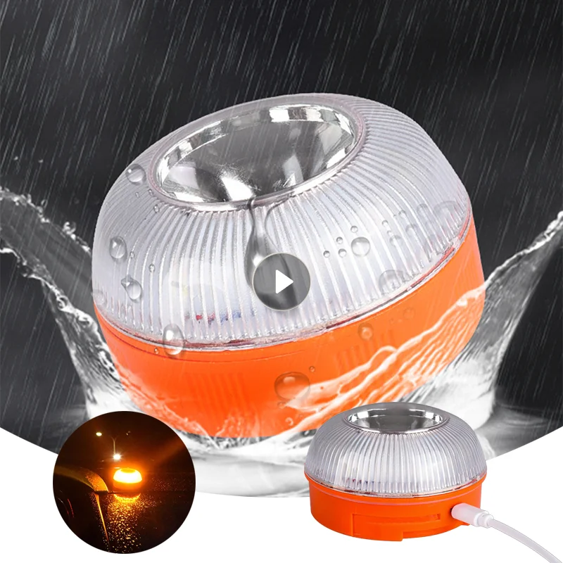 Car Emergency Light V16 Rechargeable LED Flashlight Magnetic Induction ...